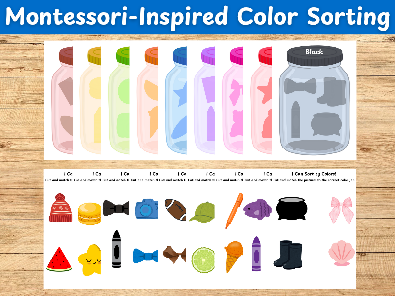 Color Sorting Activity for Preschool | 9 Color Jars + Matching Objects ...
