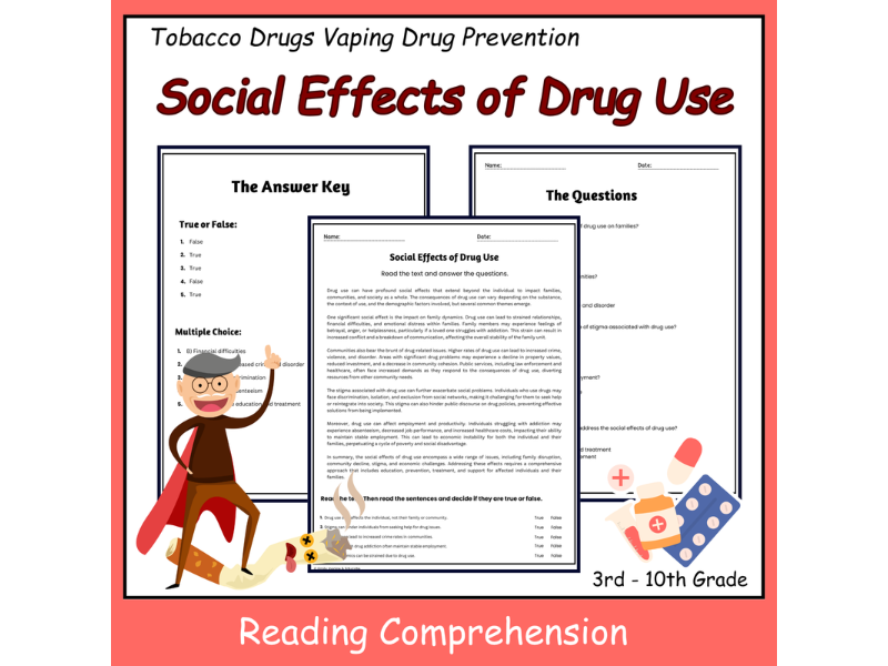 Social Effects of Drug Use Reading Comprehension Passages & Questions ...