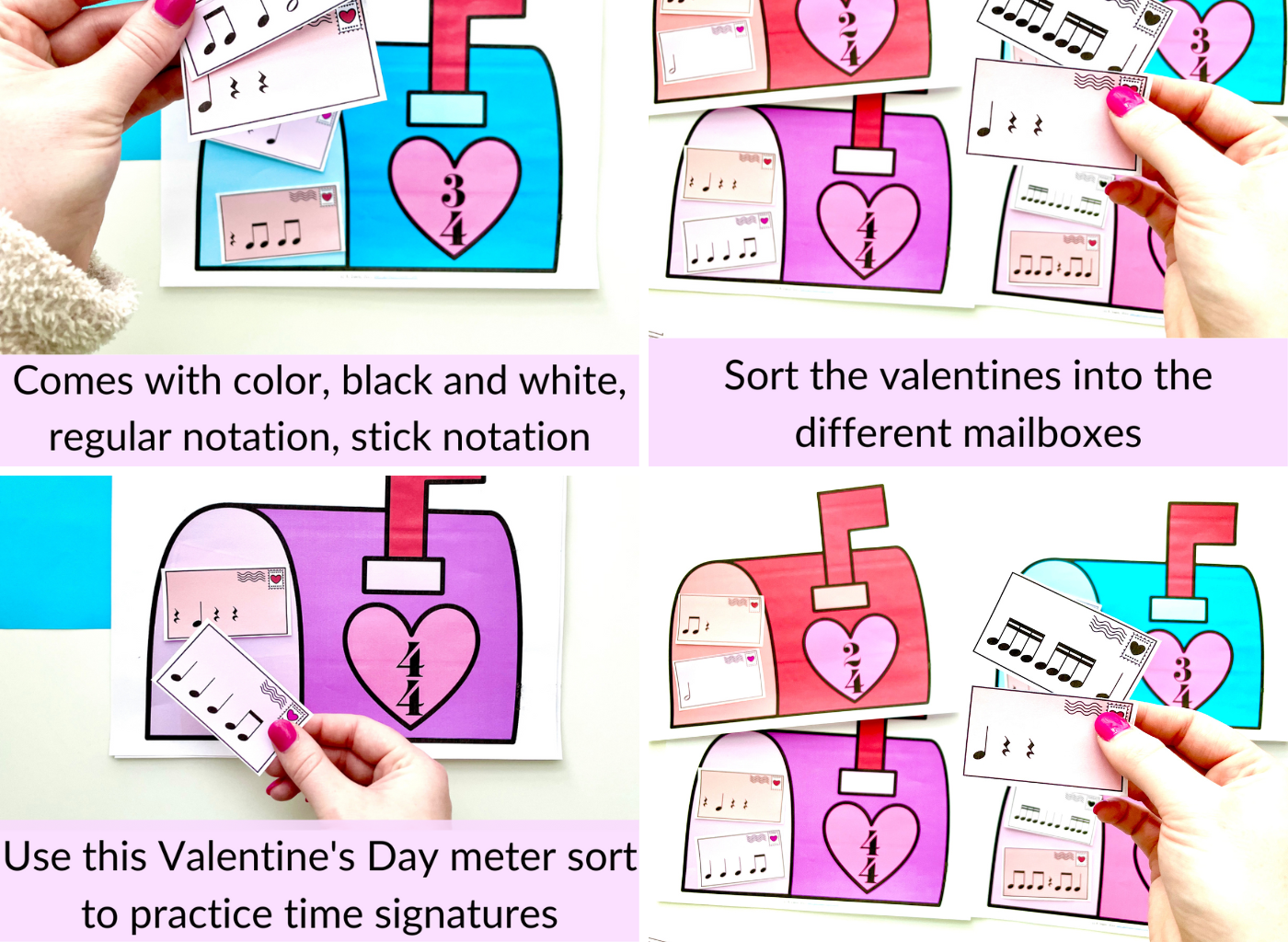 Valentine's Day Meter Sort for Rhythm Elementary Music | Teaching Resources