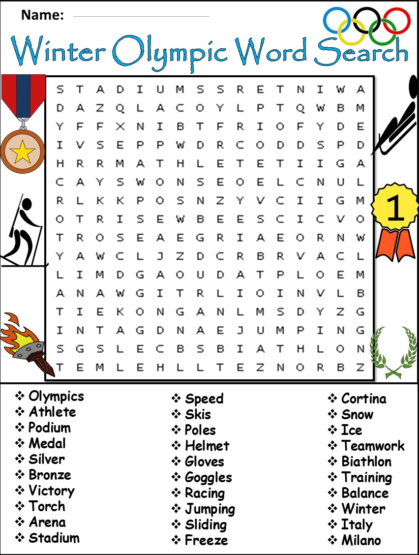 Winter Olympics Word Search English Worksheets: The Olympic Games