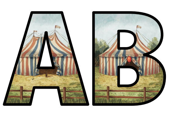 Creepy Circus Tent Clown Balloon Lettering Set Display Title Letters ...