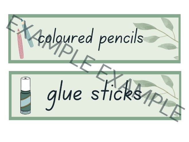 Neutral Green 'Boho' Tray Labels | Teaching Resources