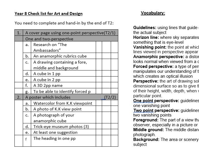 KS3 Art and Design AFL Checklist and Vocabulary T1-3 bundle | Teaching ...