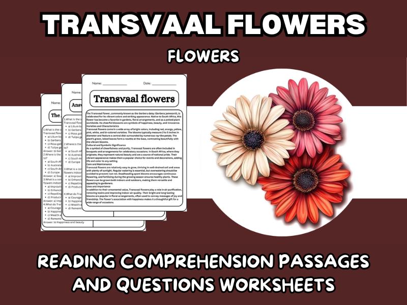 Transvaal Flowers - Flowers Reading Comprehension Passages & Questions ...