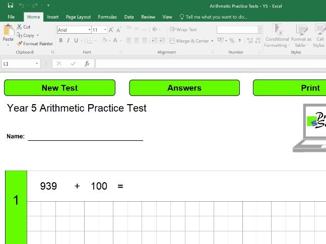 Year 5 Arithmetic Test Generator Teaching Resources
