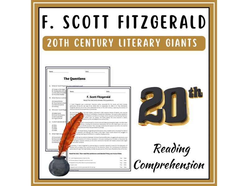 F. Scott Fitzgerald Reading Comprehension Passages & Questions ...