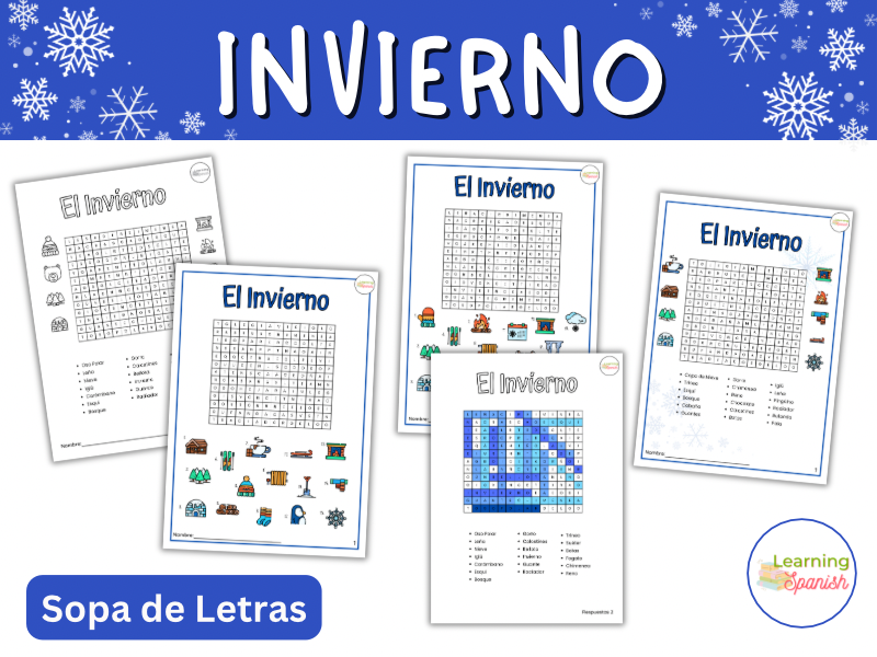 Word search. Winter in Spanish | Sopa de letras | El Invierno ...