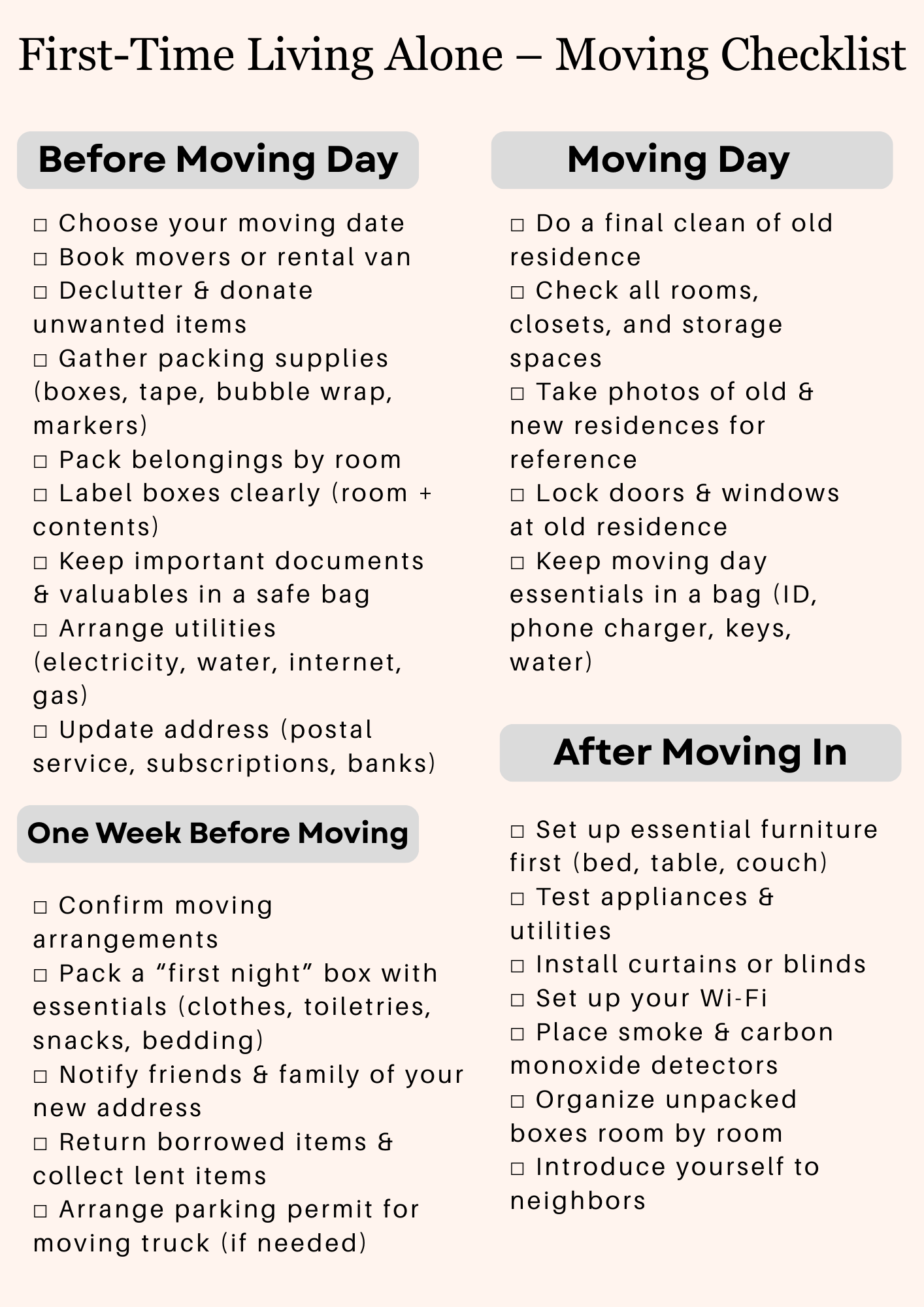 first time house items checklist - things you need as a woman living ...