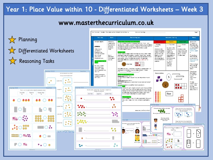 Year 1 - Week 3 Place Value to 10 worksheets- White Rose Small Steps ...