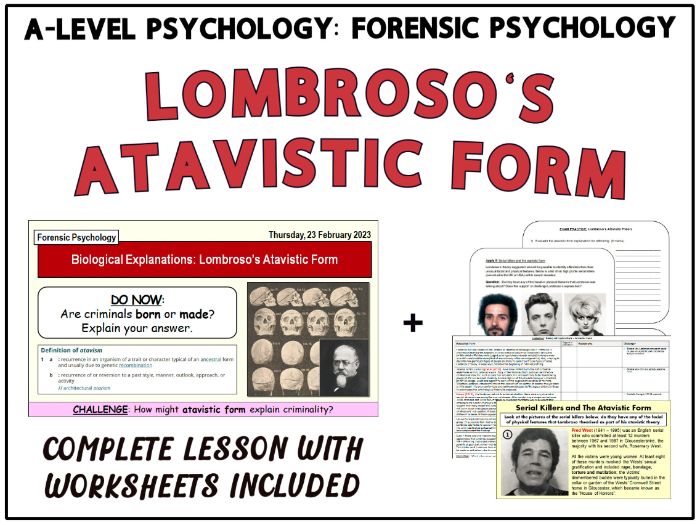 BIOLOGICAL EXPLANATIONS FOR OFFENDING LESSON BUNDLE: Includes Lombroso ...
