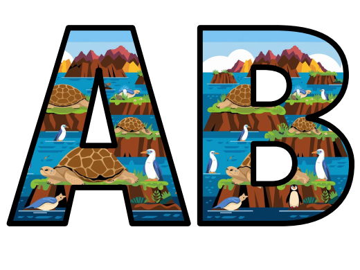 Galapagos Islands Animals Turtles Nature Lettering Set Display Title ...