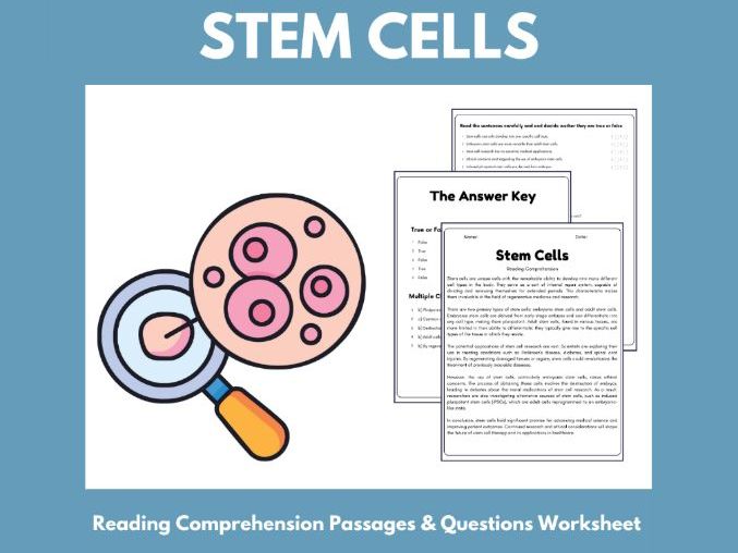 Stem Cells: Reading Comprehension Passages & Questions Worksheets ...