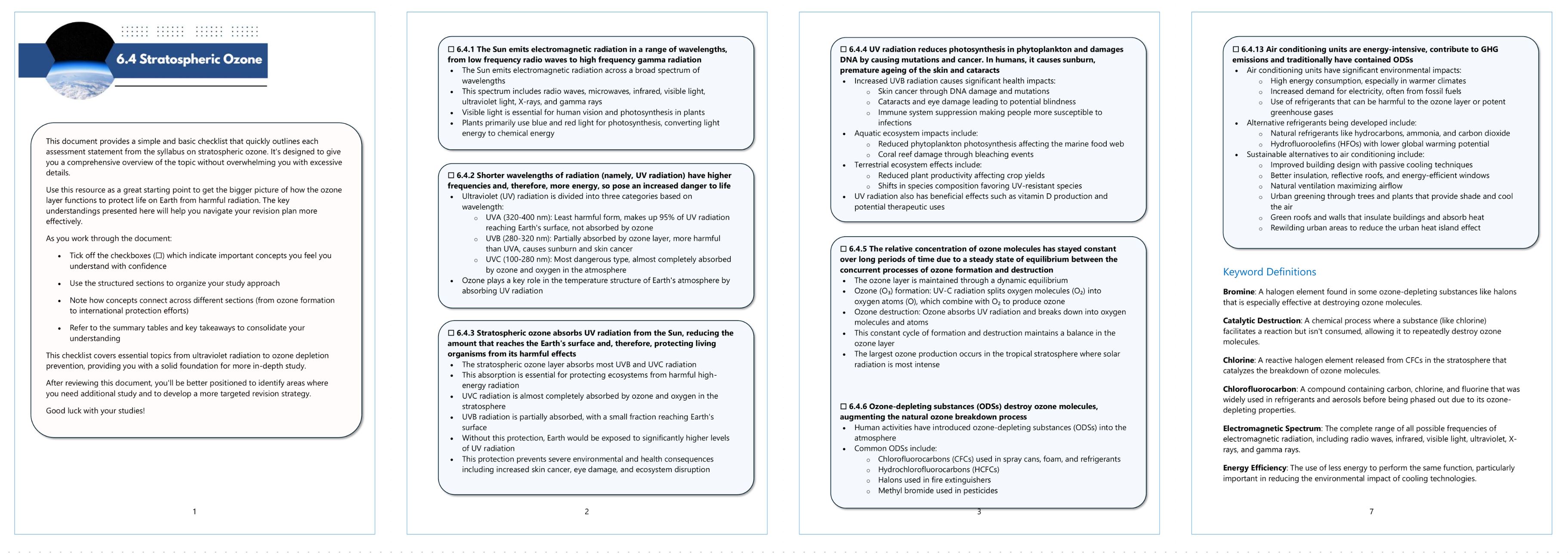 IB DP ESS 6.4: Stratospheric Ozone Condensed Revision Outline 2026 ...