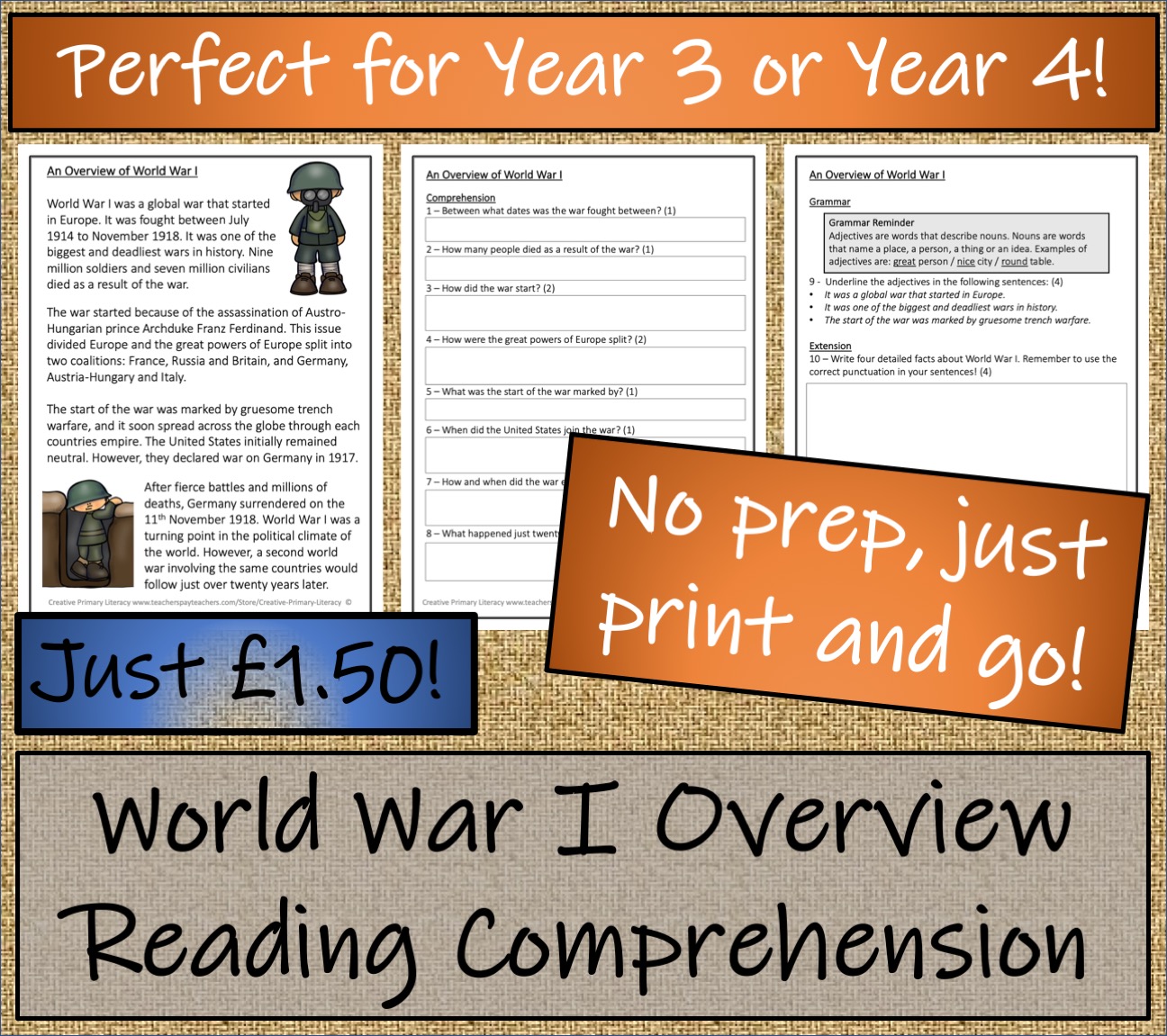 LKS2 History - World War I Reading Comprehension Activity | Teaching ...