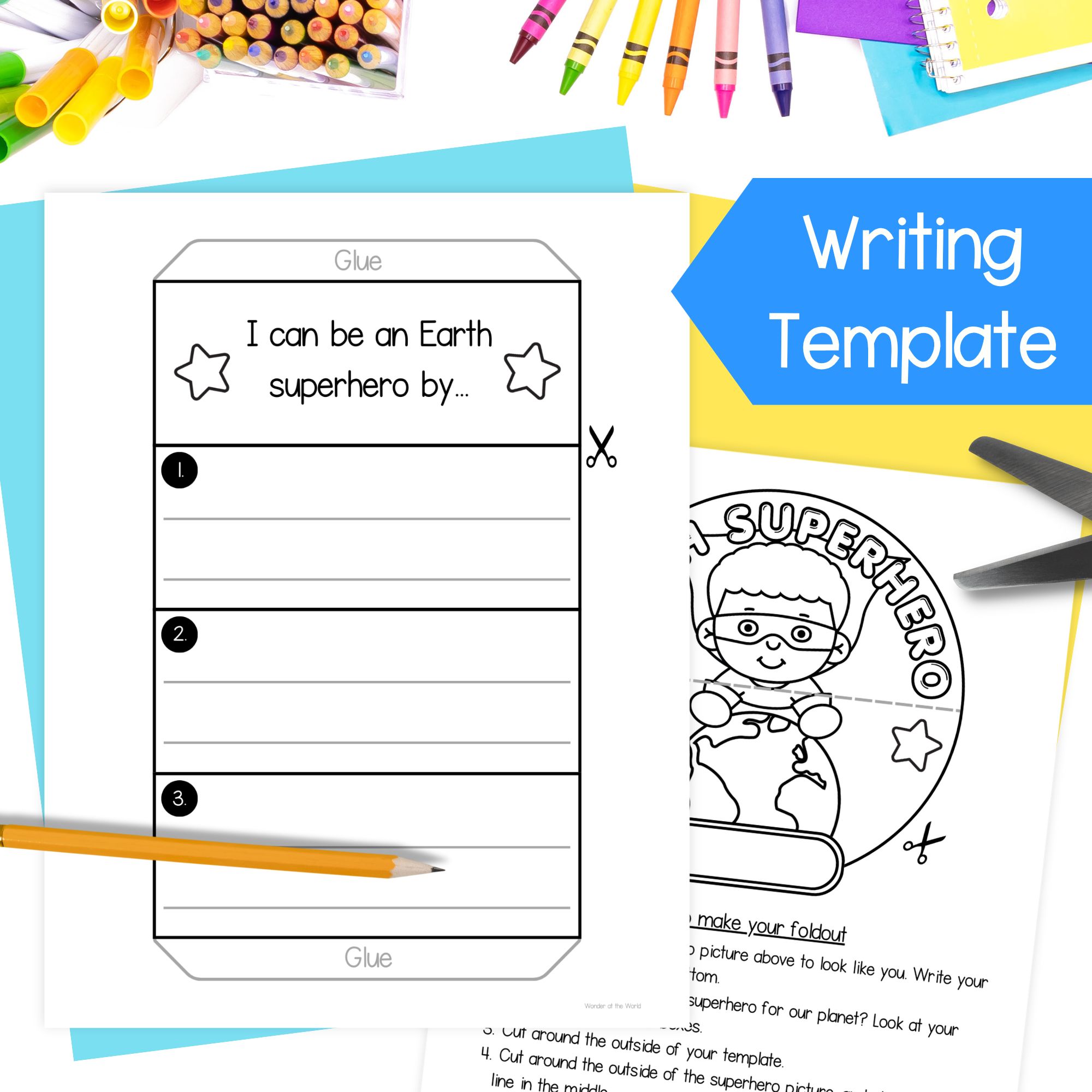 Earth Day superhero writing foldable craft activity KS1 KS2 | Teaching ...