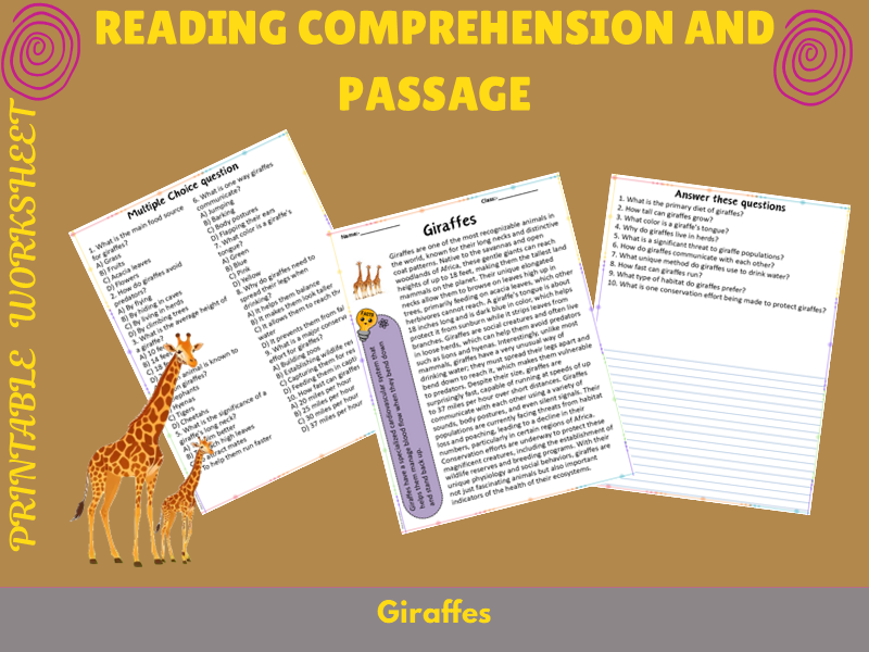 Giraffes Unveiled: Engaging Reading Passage with Insightful Questions ...