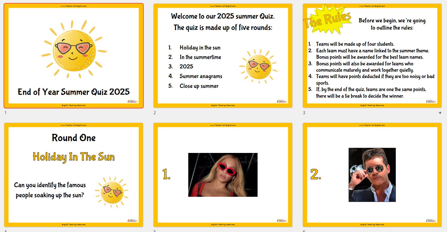 Summer Quiz 2025 | Teaching Resources