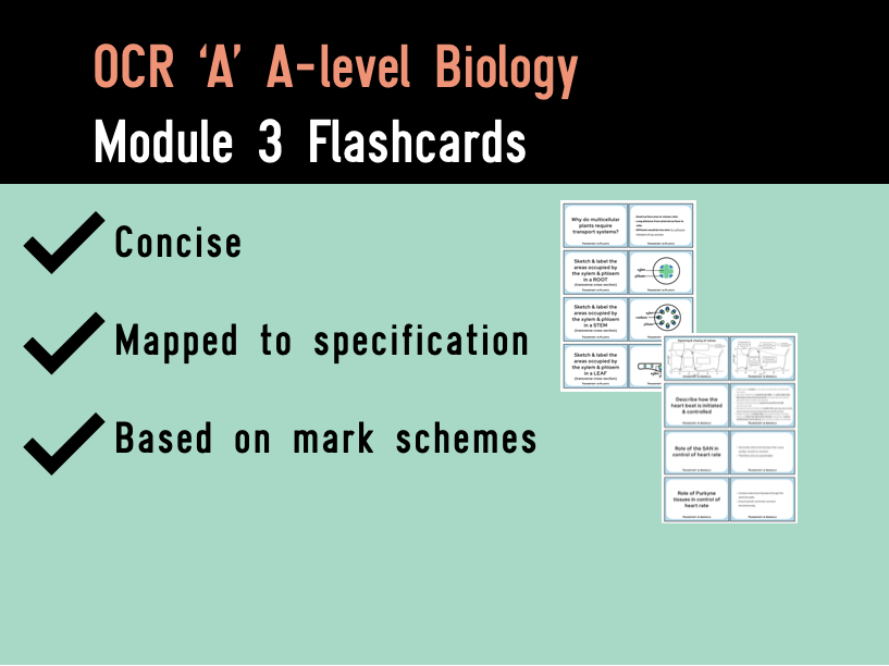 AS Biology OCR 'A' Flashcards Modules 2, 3 & 4 | Teaching Resources