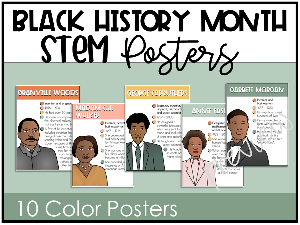 Black History Month Posters STEM Careers African Americans Scientists ...