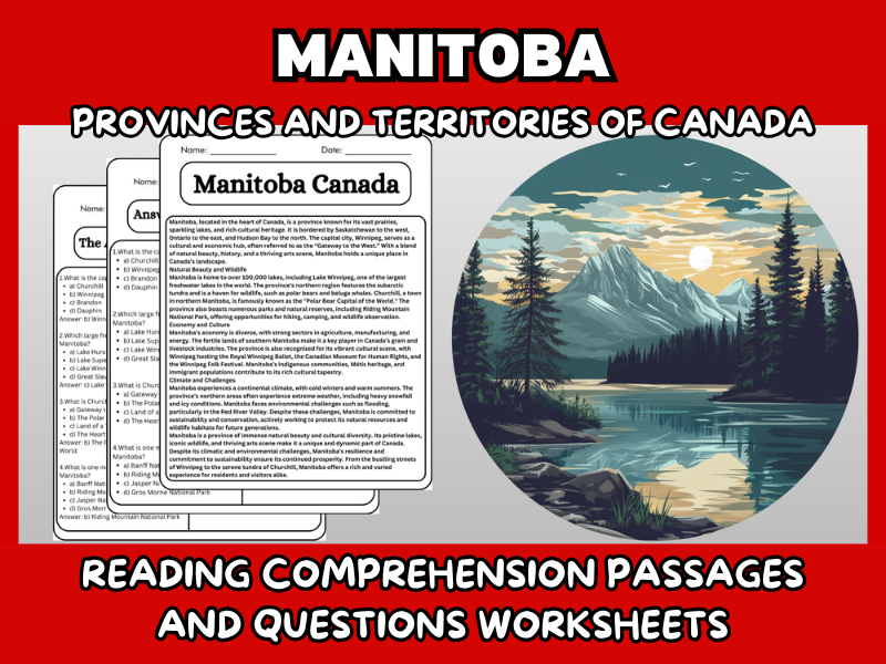 Manitoba - Provinces and Territories of Canada Reading Comprehension ...