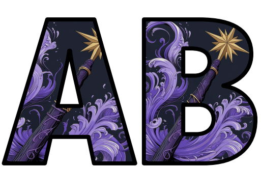 Magic Wizard Purple Wand Lettering Set Display Title Letters Numbers ...