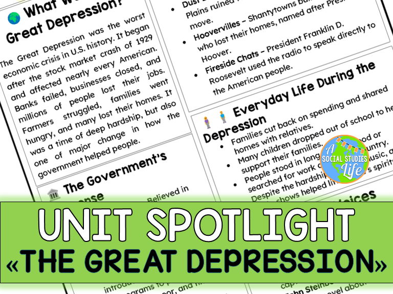 Great Depression Unit Spotlight | Teaching Resources