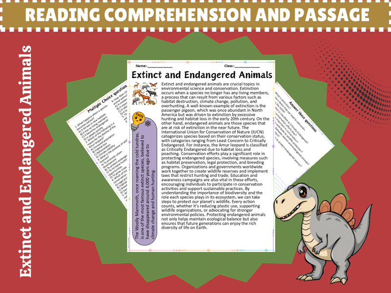 Discover Extinct and Endangered Animals: Insightful Reading Passage ...