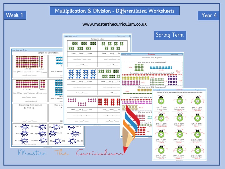 Year 4 – Week 1–Multiplication & Division Differentiated Worksheets ...