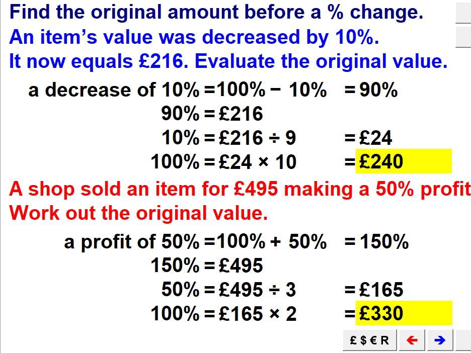 Percentages Of An Amount (Higher) | Teaching Resources