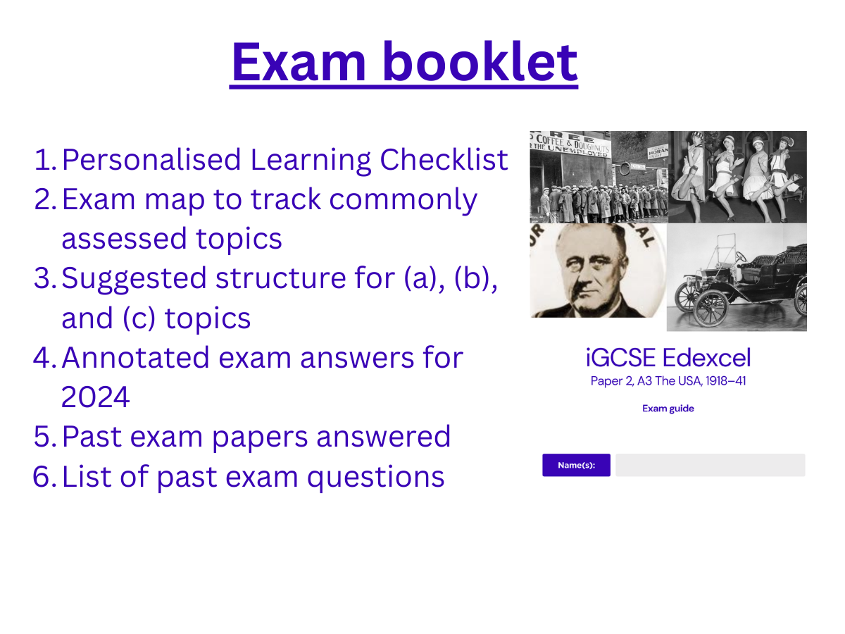 iGCSE Edexcel The USA, 1918-41: paper 2, Part A, option 2 content and ...