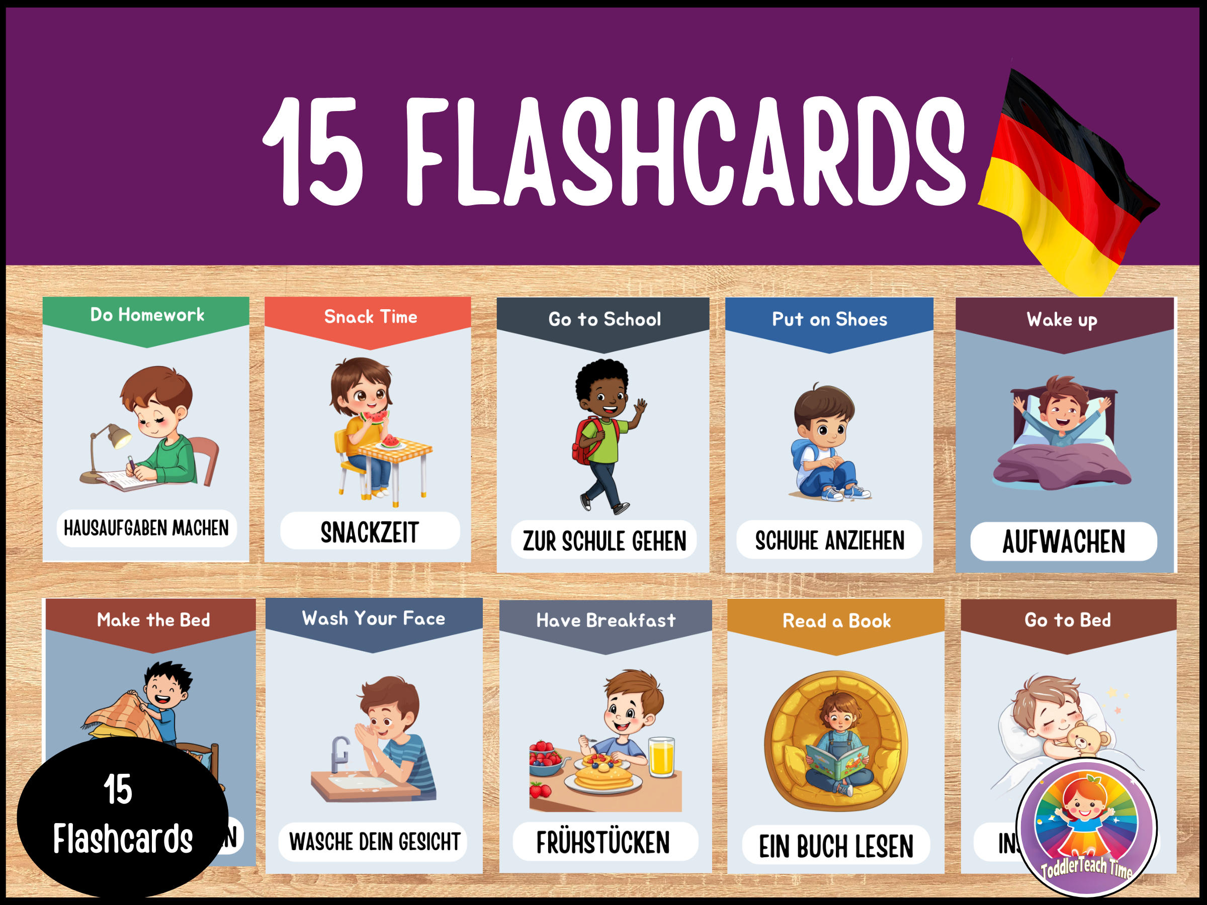 German Daily Routine Flashcards Vocabulary Activities for ESL Beginners ...
