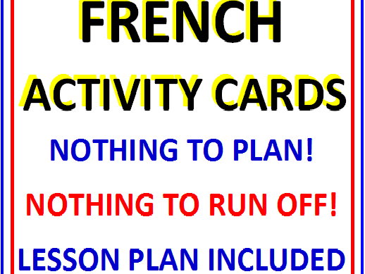 French Activity Cards WITH Lesson Plan (30 Cards) | Teaching Resources