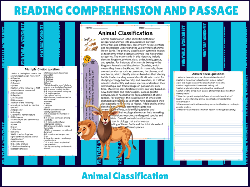 Exploring Animal Classification: Insightful Reading Passage & Engaging ...