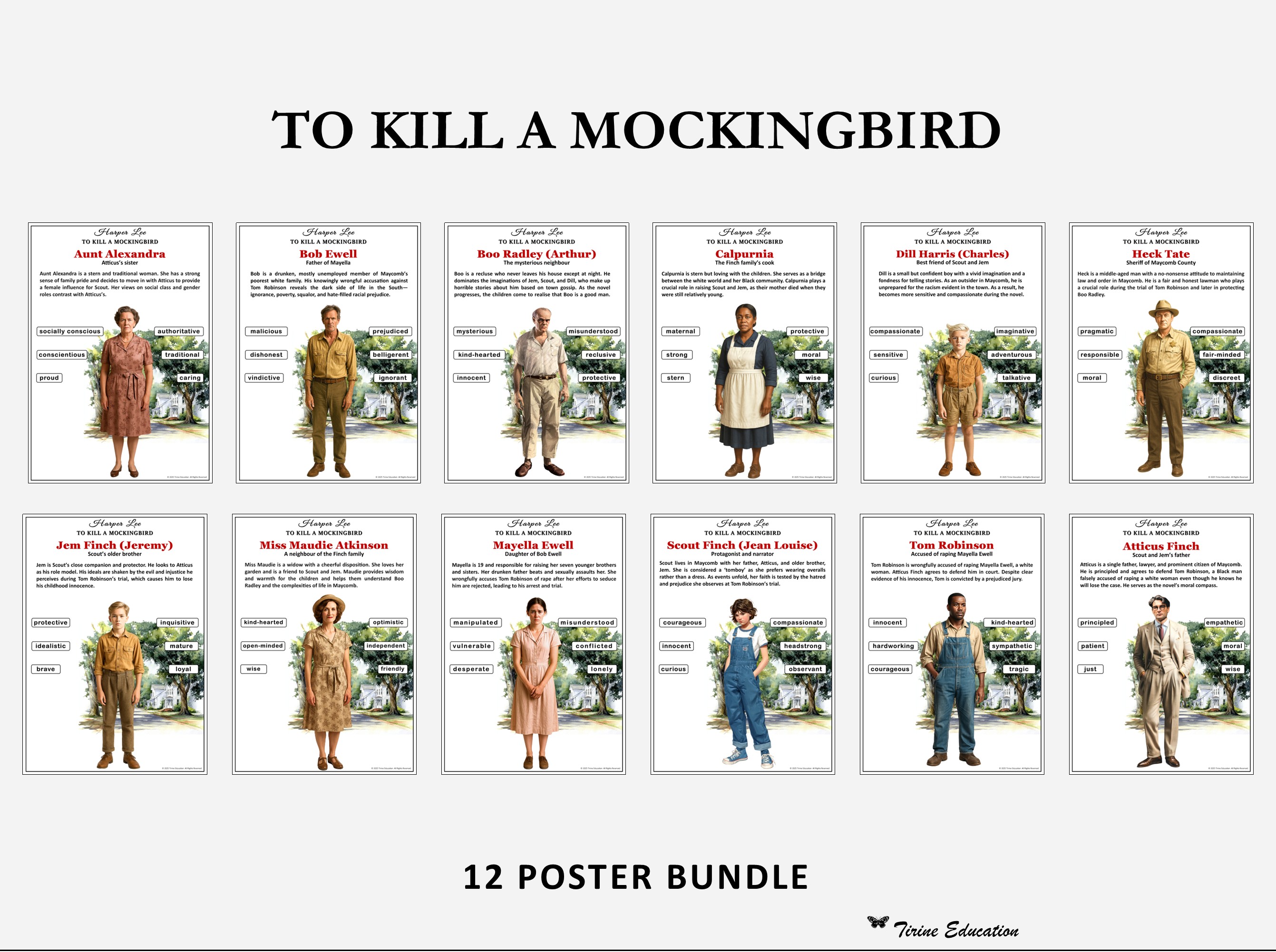 To Kill A Mockingbird, English Literature, 12 Character Analysis ...