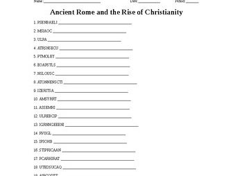 Rome and the Rise of Christianity Word Scramble for World History ...