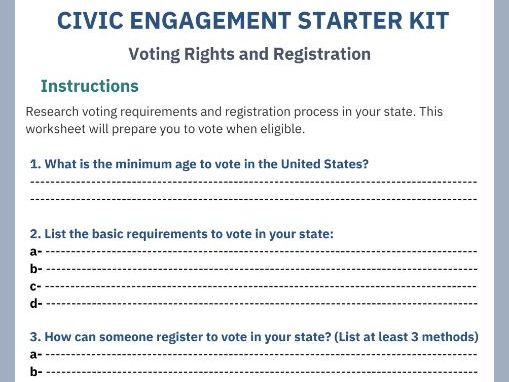 Voting Rights & Registration Research Worksheet | High School Civics ...