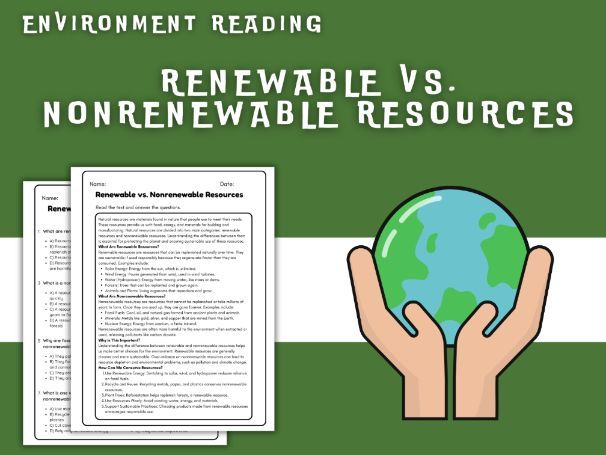 Renewable vs. Nonrenewable Resources - Environment Reading Worksheet ...