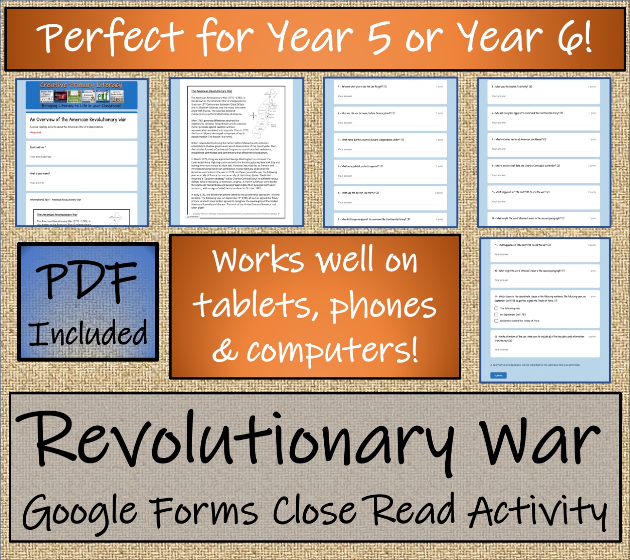 UKS2 American Revolutionary War Reading Comprehension Activity ...