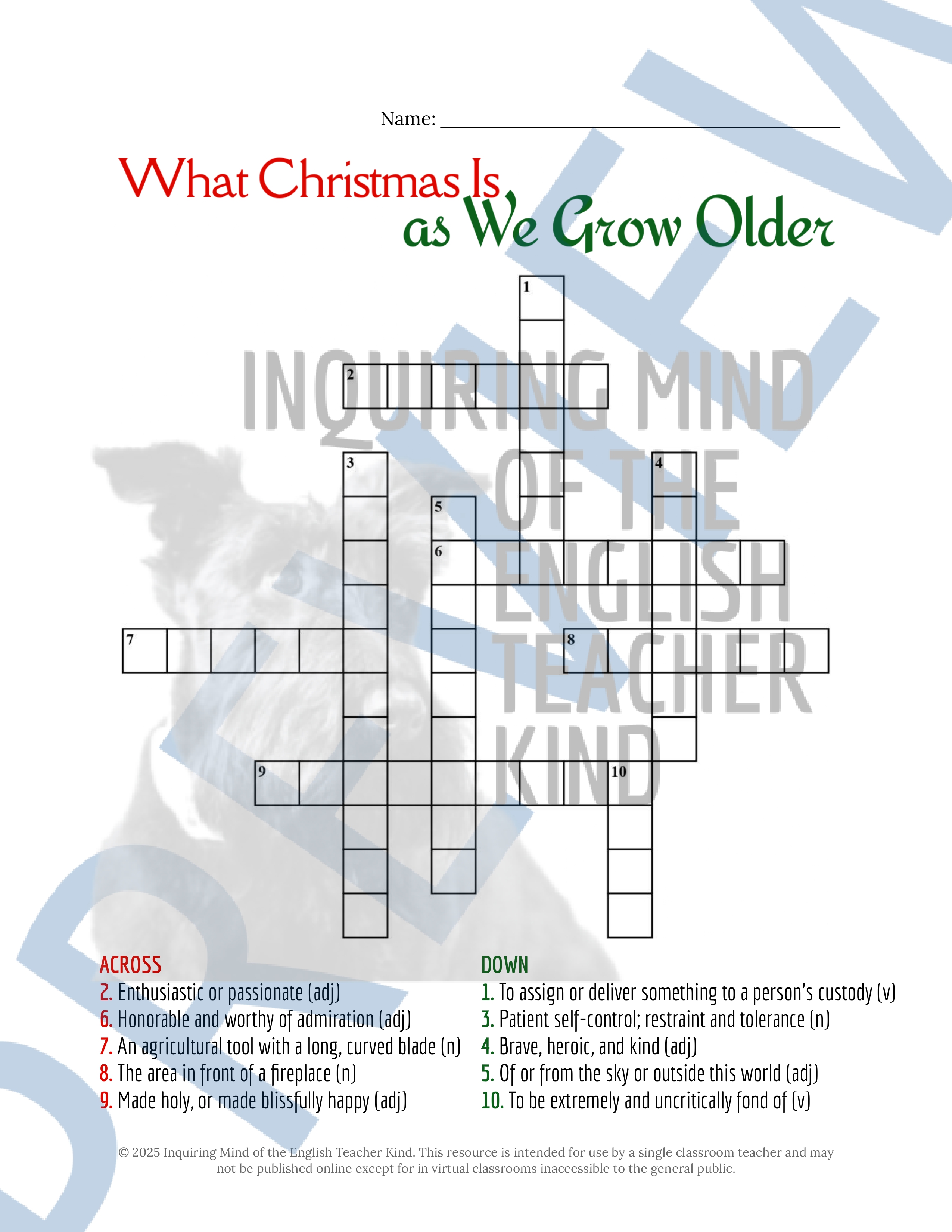 "What Christmas Is as We Grow Older" by Charles Dickens Vocabulary ...