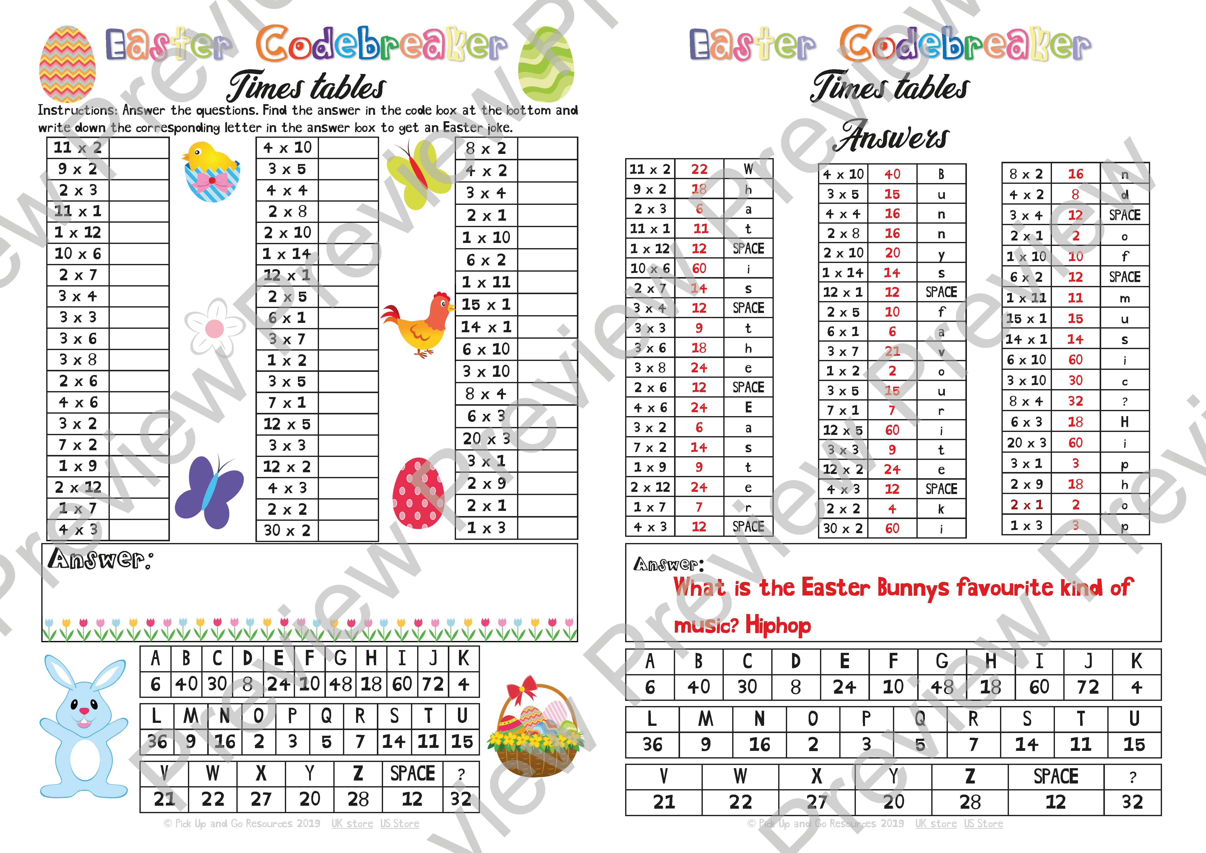 Easter Maths Multiplication Code Breaker Teaching Resources Easter Maths Multiplication Code Breaker Teaching Resources