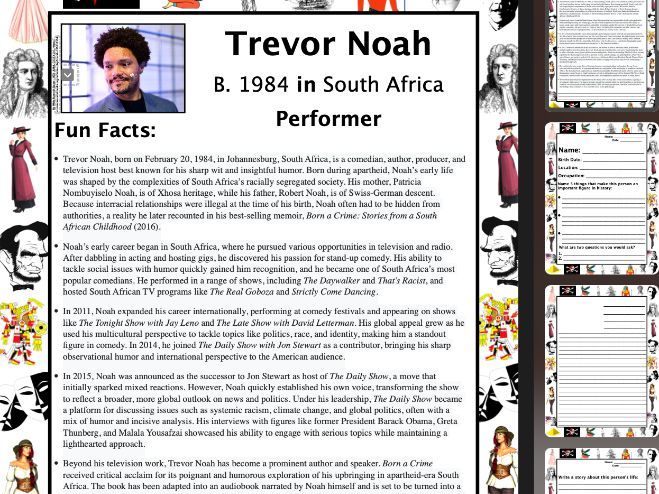 Trevor Noah PACKET & ACTIVITIES, Important Historical Figures Series ...