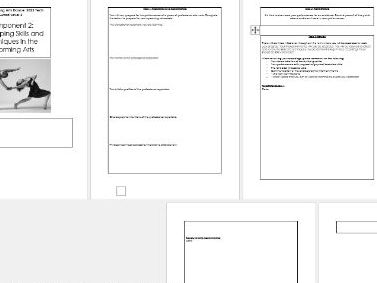 BTEC Level 2 Tech Award Performing Arts Component 2 Portfolio Template | Teaching Resources