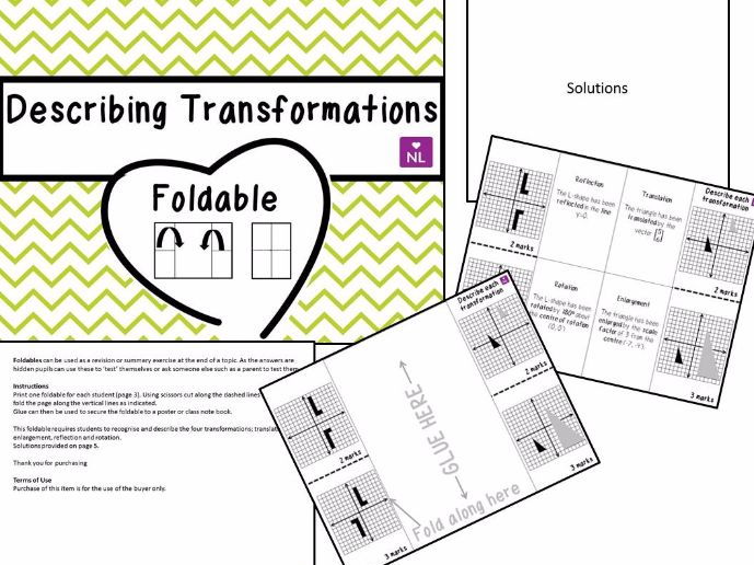 Describing Transformations (Foldable) by NumberLoving - Teaching ...