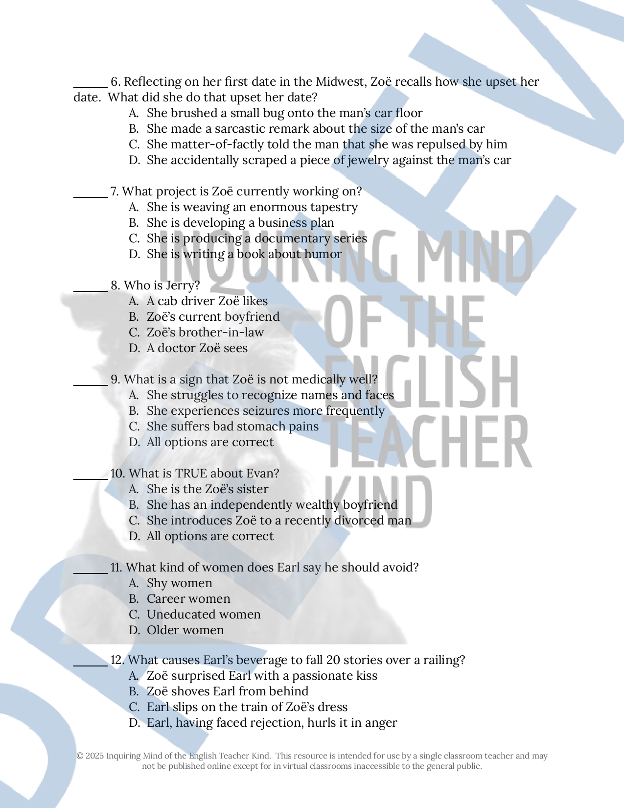 "You're Ugly, Too" by Lorrie Moore Quiz and Answer Key | Teaching Resources