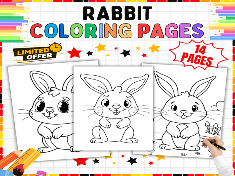 Rabbit Coloring Pages | Cute Bunny Colouring Sheets for Art, Calm ...