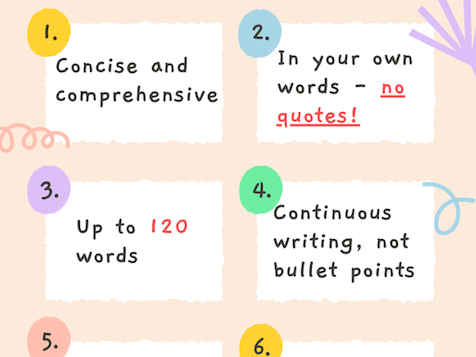 CIE English 0500 Q1f Summary Writing Poster | Teaching Resources