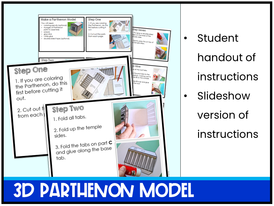 Ancient Greece Parthenon Craft 3D Model | Teaching Resources