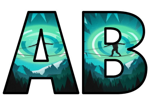 Man Tightrope Bridge Forest Lettering Set Display Title Letters Numbers ...