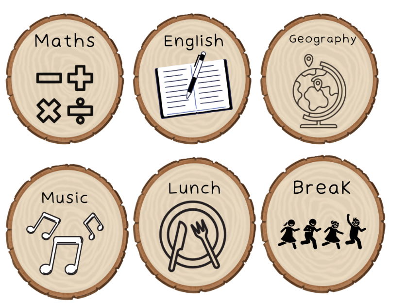 Visual Timetable Natural Wooden Logs | Teaching Resources