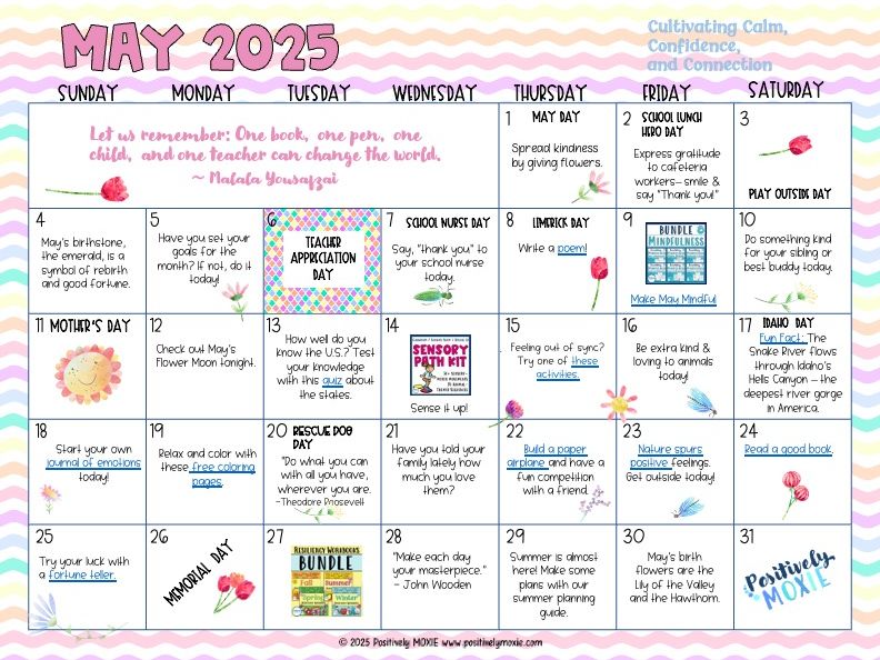 JULY 2025 American Calendar by Positively MOXIE | Teaching Resources